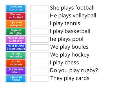 Jouer à ou jouer de - Teaching resources