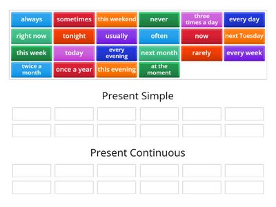 Present simple Present continuous Wordwall vs - Materiały dydaktyczne