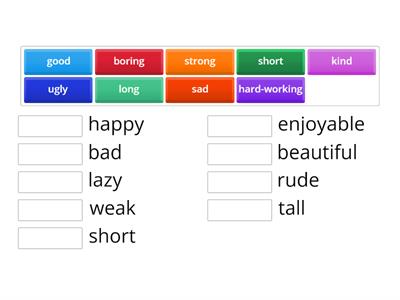 Opposites wordwall - Öğretim kaynakları