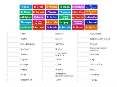 French Countries nationalities match - Teaching resources