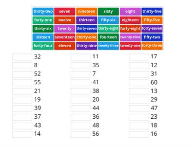 Numbers 30 to 60 - Recursos didácticos