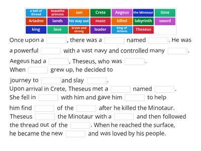 Theseus and the minotaur vocabulary - Recursos didácticos