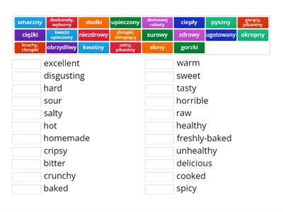 Evolution adjectives describing food - Materiały dydaktyczne