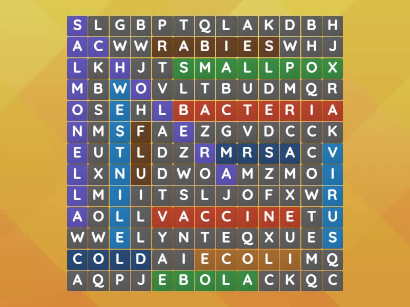 Viruses and Bacteria - Wordsearch