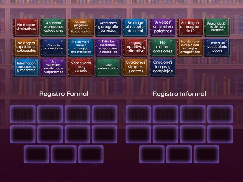 Características del Registro Formal e Informal - Group sort