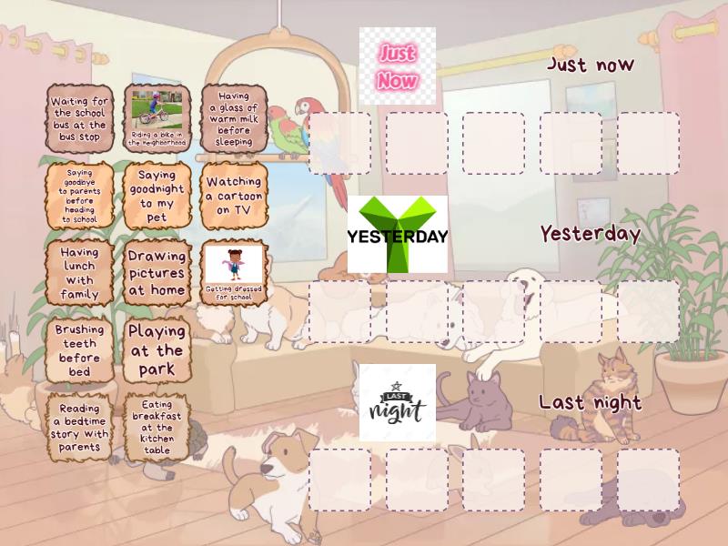 Understanding Time Words: Yesterday, Last Night, Just Now - Group sort