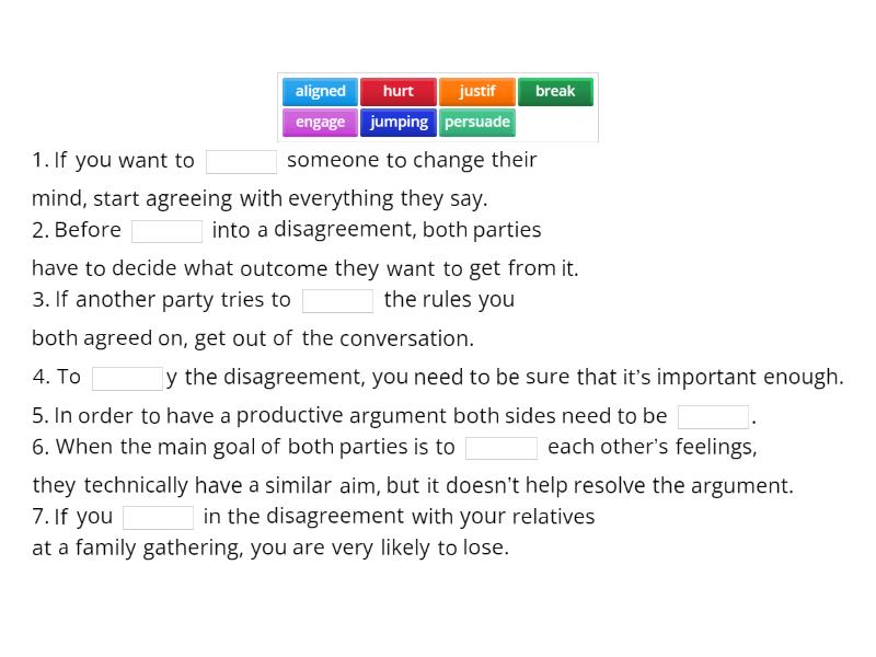 How to argue - Complete the sentence