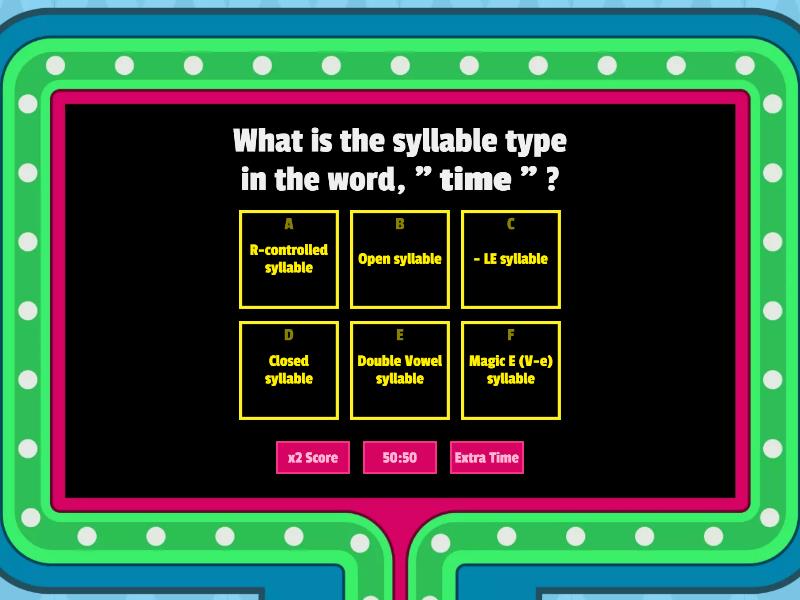 Syllable Types - Game show de TV