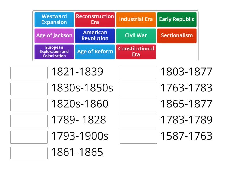 Timeline/Era Match Activity - Mr. Norton - 8th Grade - Une las parejas