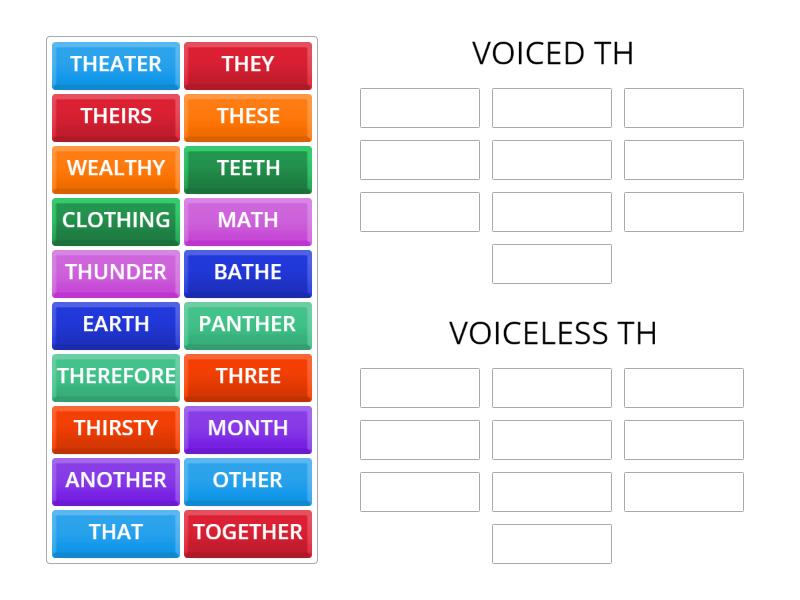 TH PRONUNCIATION - Group sort