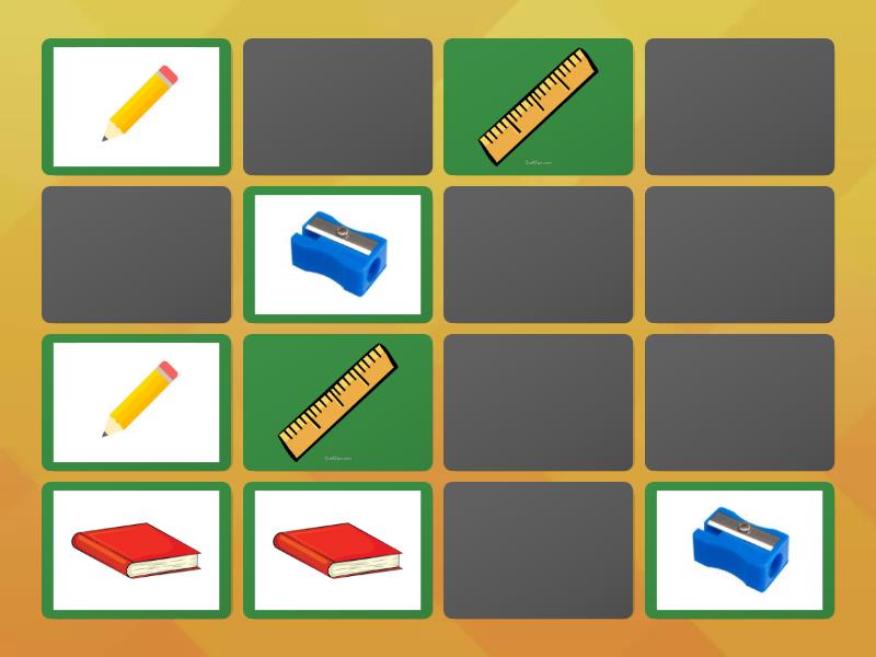 memory game - school objects - Matching pairs