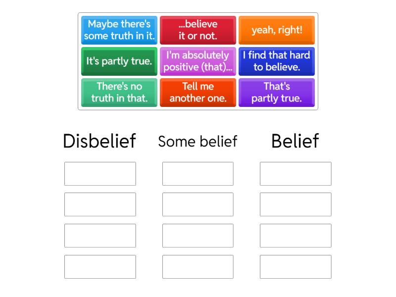 Evolve 5-Unit 11-Speaking Skills-Express Belief and Disbelief - Group sort