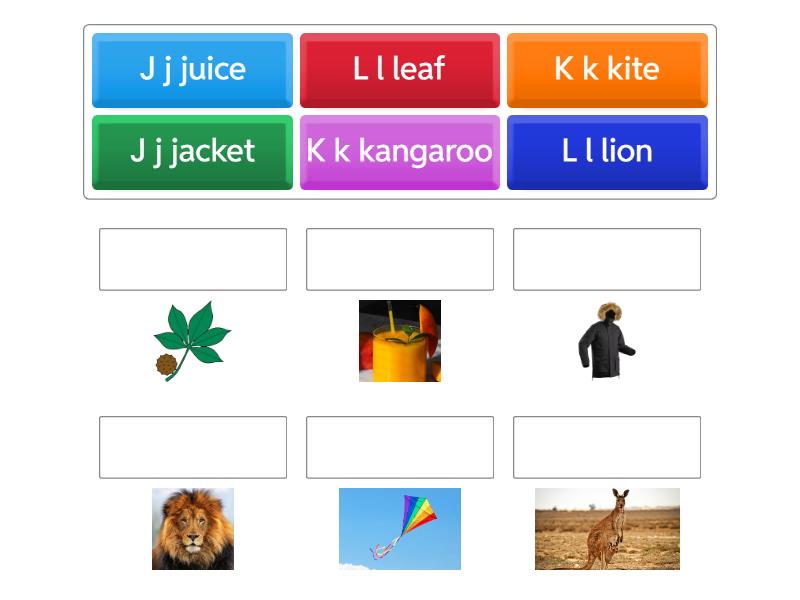 phonics J K L - Match up