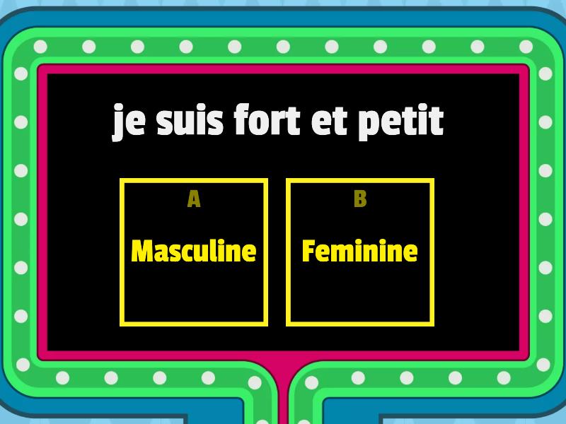 French Masculine or Feminine? French adjectives - Gameshow quiz