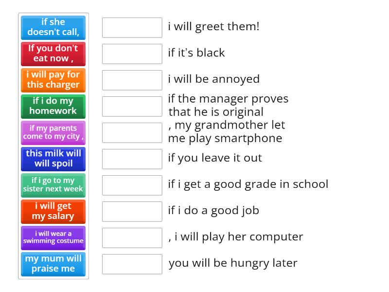 First conditional - Match up
