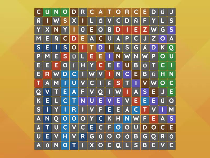 Sopa de letras de números - Wordsearch