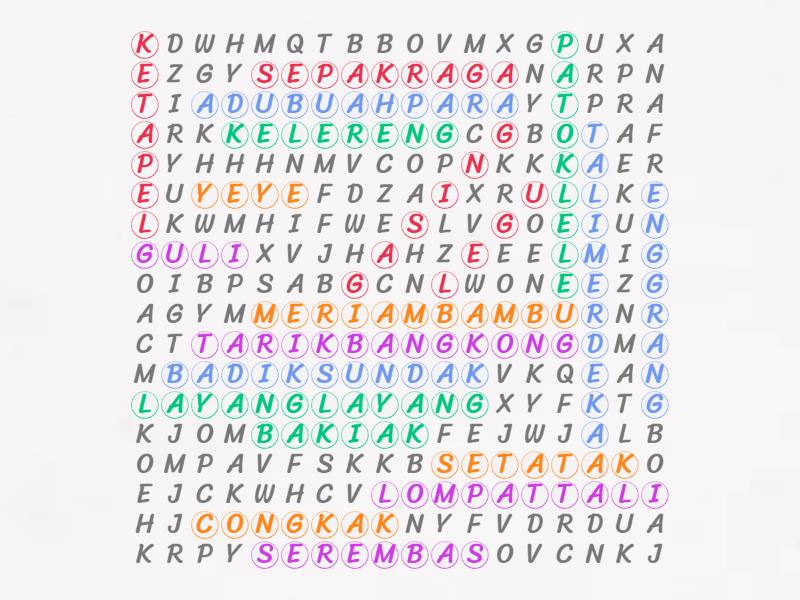 Permainan Tradisional Melayu Riau dengan Peralatan - Wordsearch