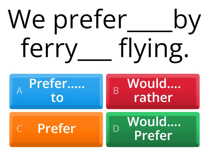 Prefer, would prefer|rather, had better - Quiz