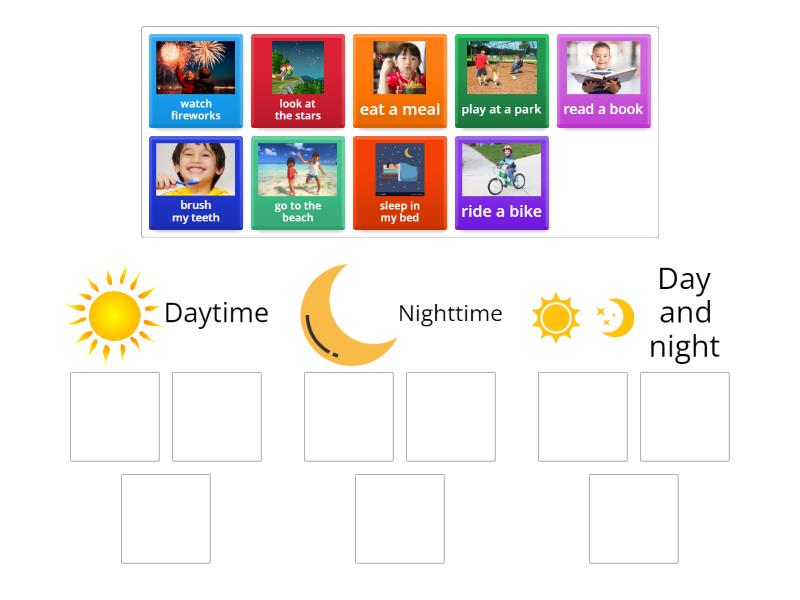 Daytime and nighttime activities - Group sort