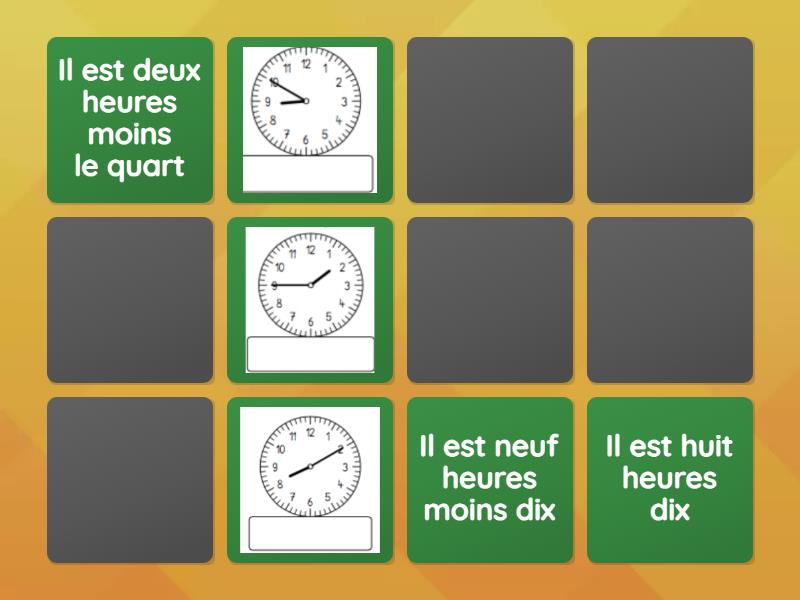 Les heures (2) - Matching pairs
