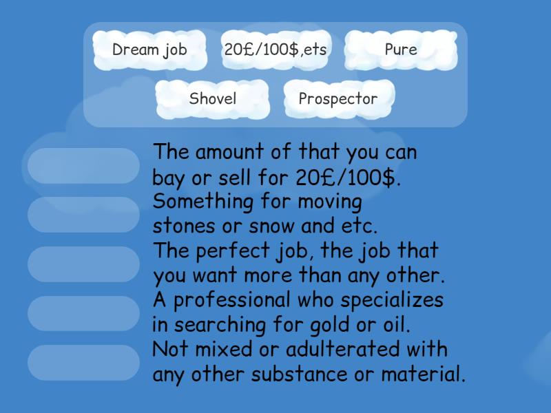 Match each vocabulary with the correct definition - Match up Match each vocabulary with the correct definition - Match up