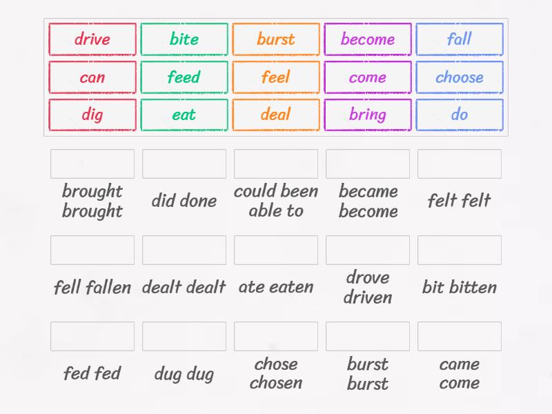 Irregular Verbs 3 forms - Match up