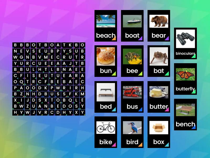 Letter b - word search - MEIE - Wordsearch