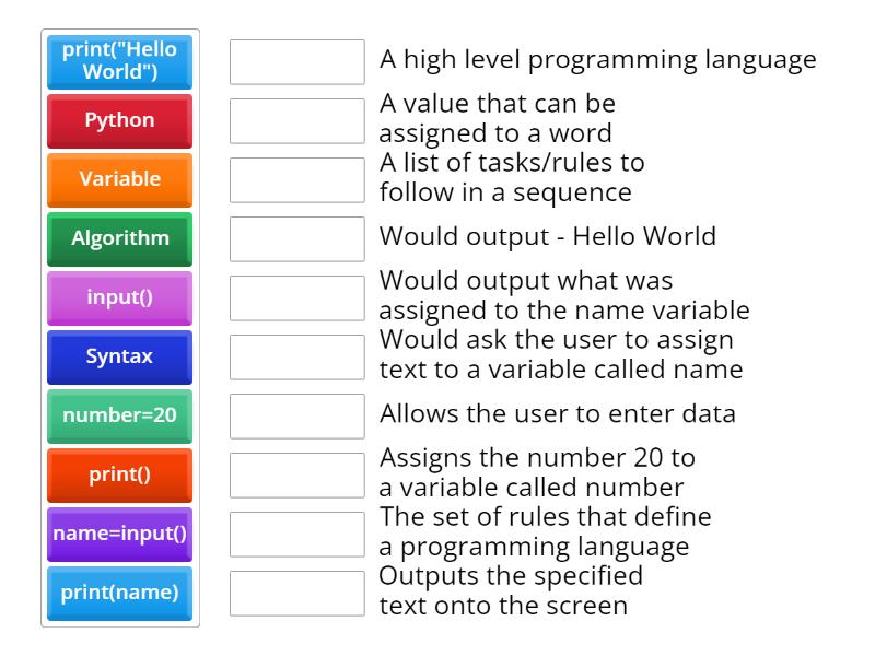 Python Introduction Match Up