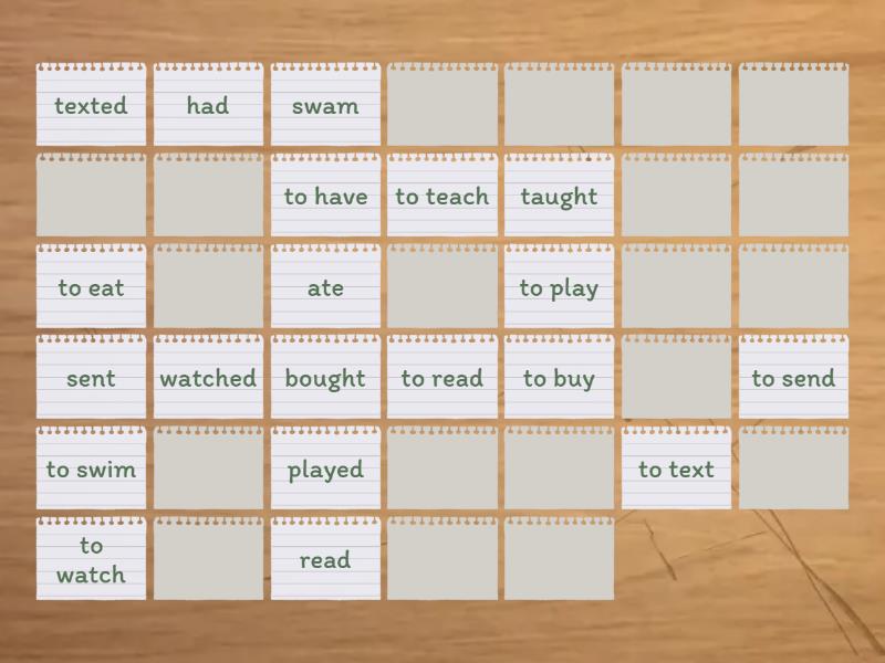 Regular and Irregular verbs pairs - Matching pairs