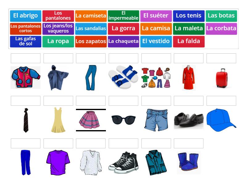 A1- Vocabulario: La ropa - Match up