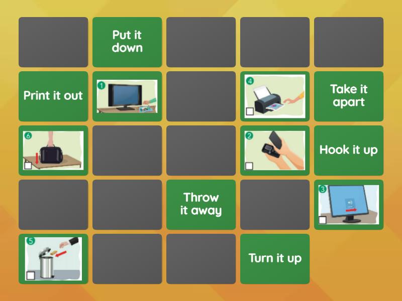 Phrasal verbs Memory Game - Matching pairs