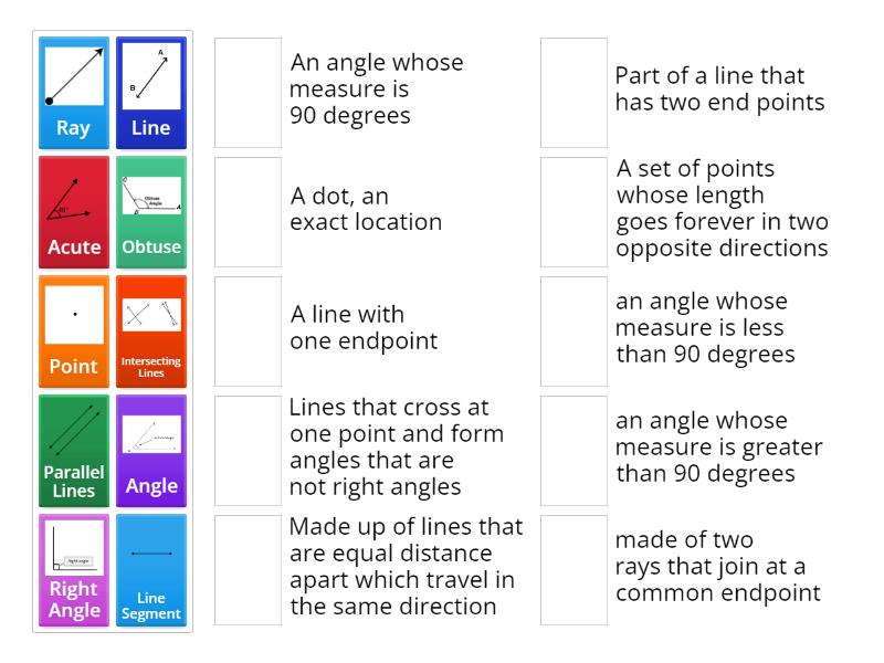 Geometry- Rays, Lines, Angles - Match up