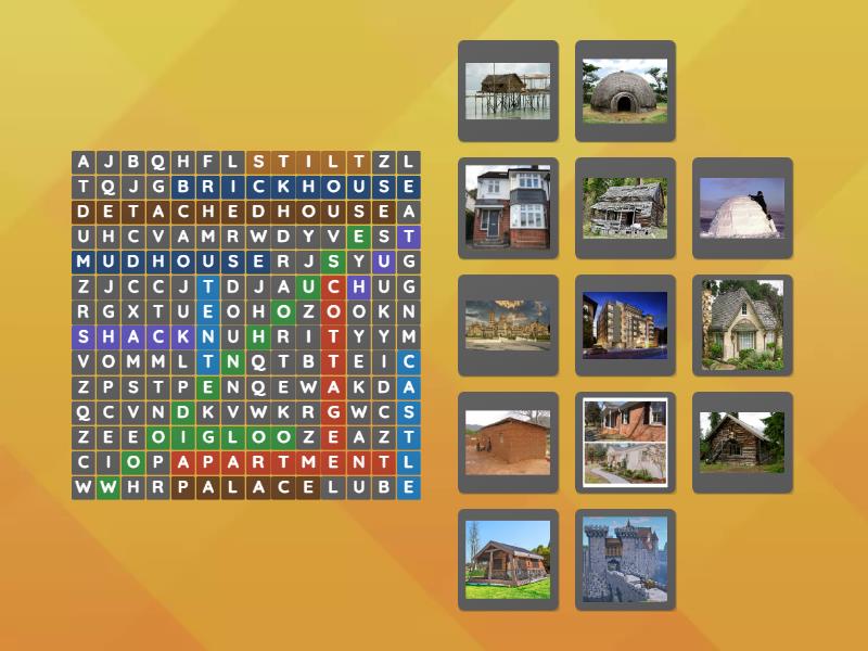 TYPES OF HOUSES - Wordsearch