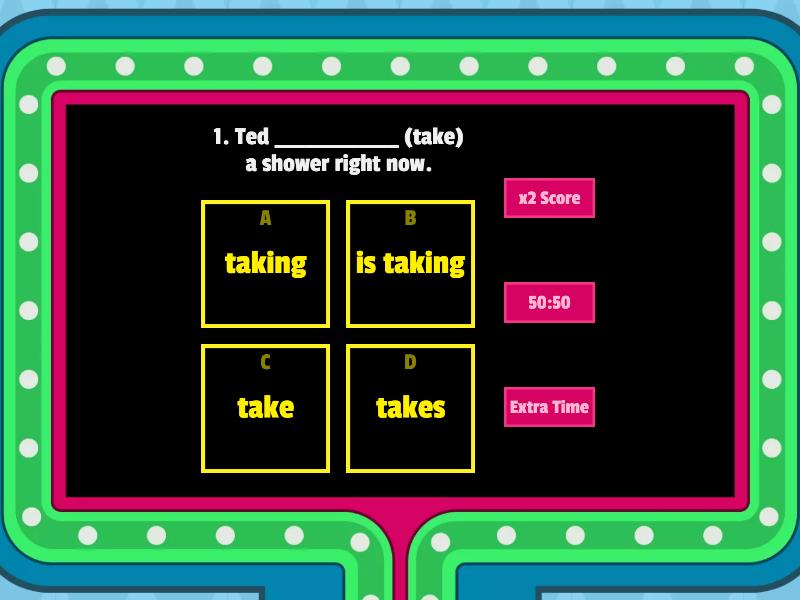 Present Simple vs Present Continuous - Gameshow quiz