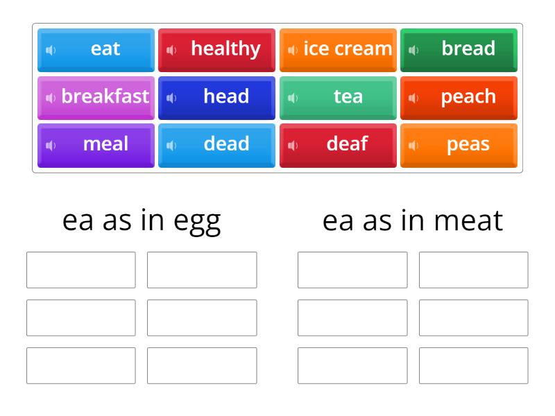 Alternative pronunciation of ea - Group sort