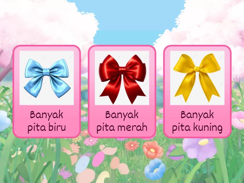 Panjang pita yang diperlukan untuk membuat pita merah, pita kuning, dan ...