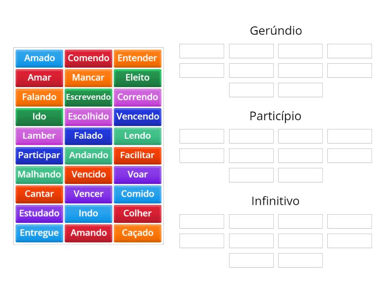 Formas nominais dos verbos - Group sort