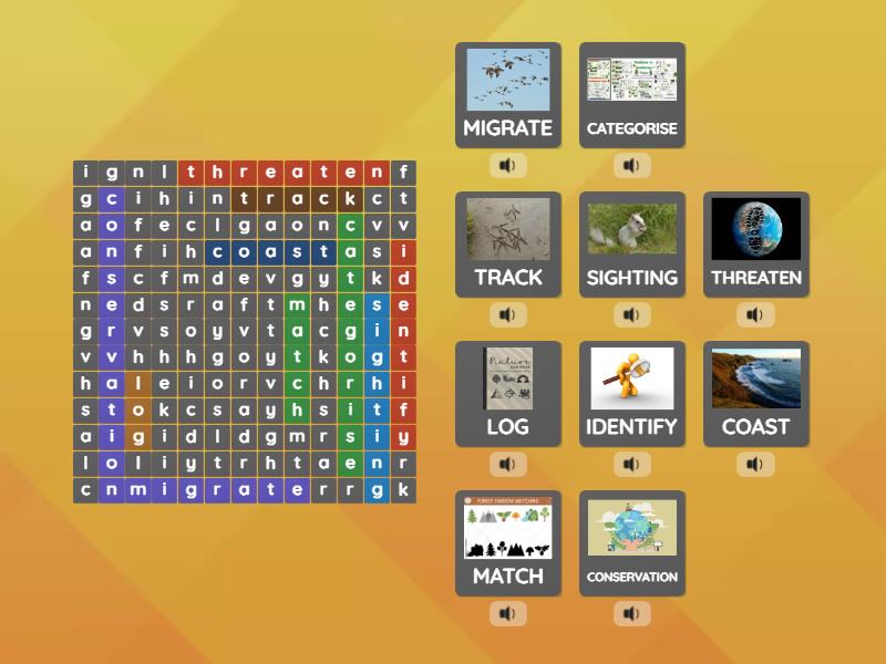 ESOL E2 nature lovers - Wordsearch