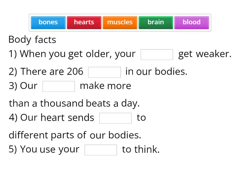 Body parts. Go getter 3. Unit 5 - Complete the sentence