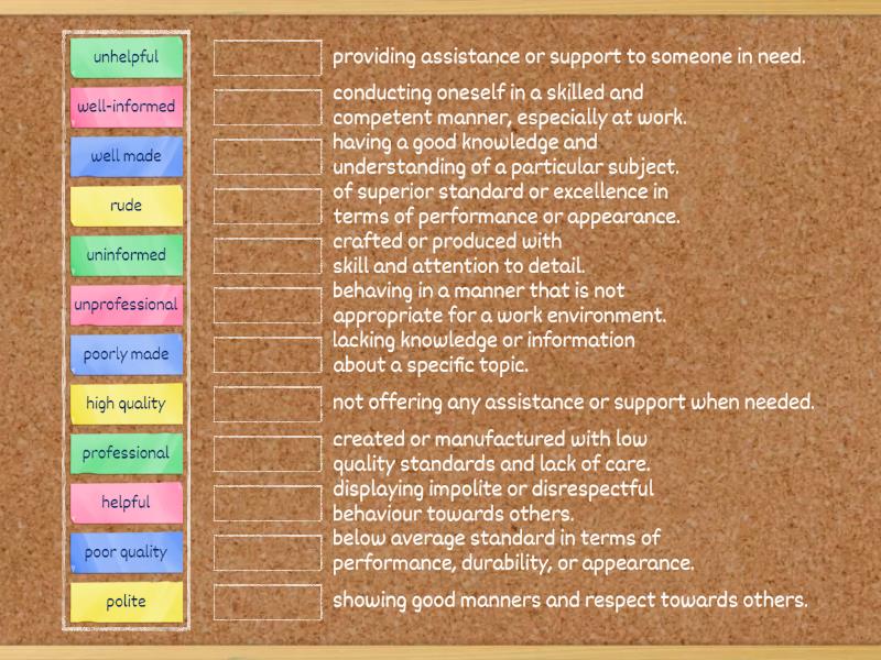 Decribing services - Match up