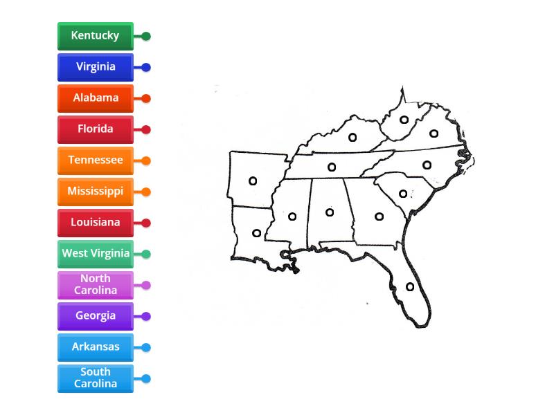 Southeast Region State Map - Labelled diagram