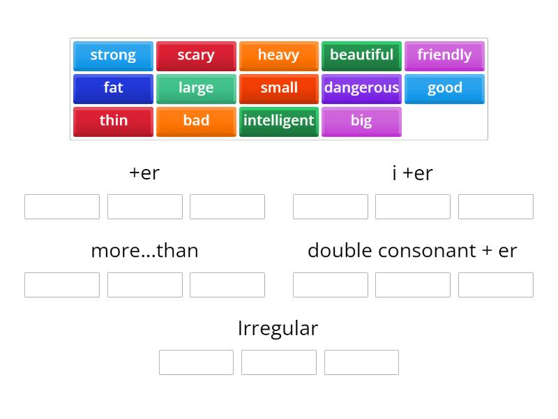 Comparative adjectives - Group sort
