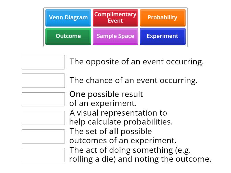Probability Vocabulary - Match up