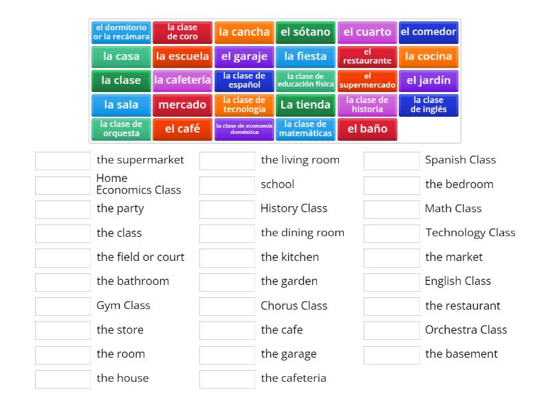 Lugares 1: Intro. Spanish - Match up