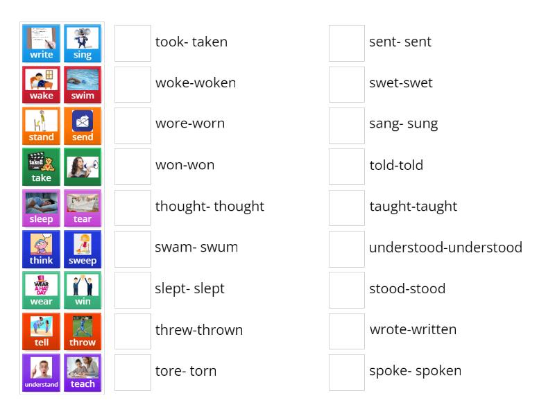 Irregular Past-Participle Verbs - Une las parejas