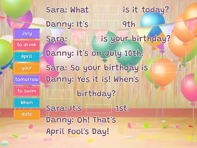 BIRTHDAY CONVERSATION-TEENS00 - Missing word