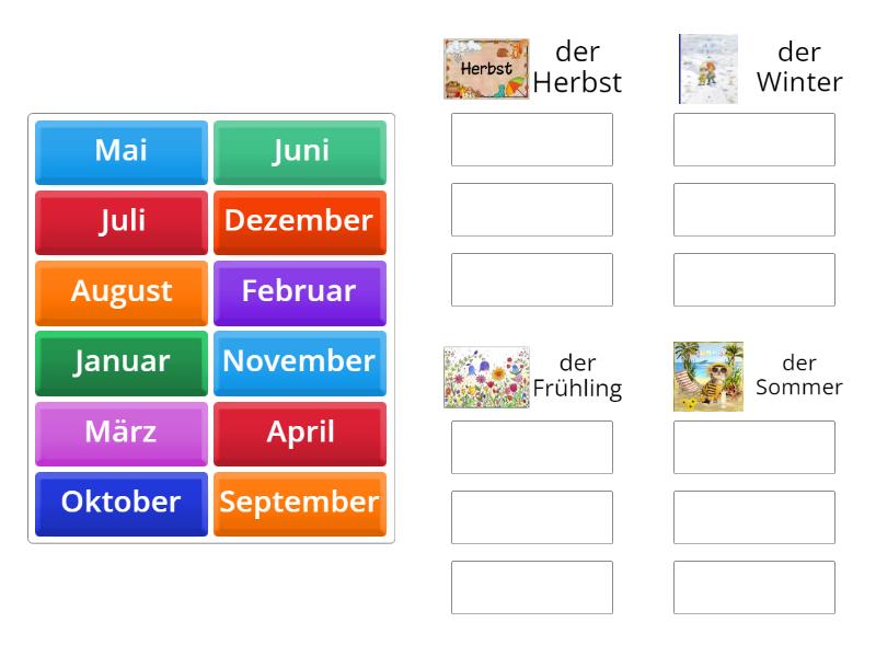 Die Monate und Jahreszeiten - Group sort