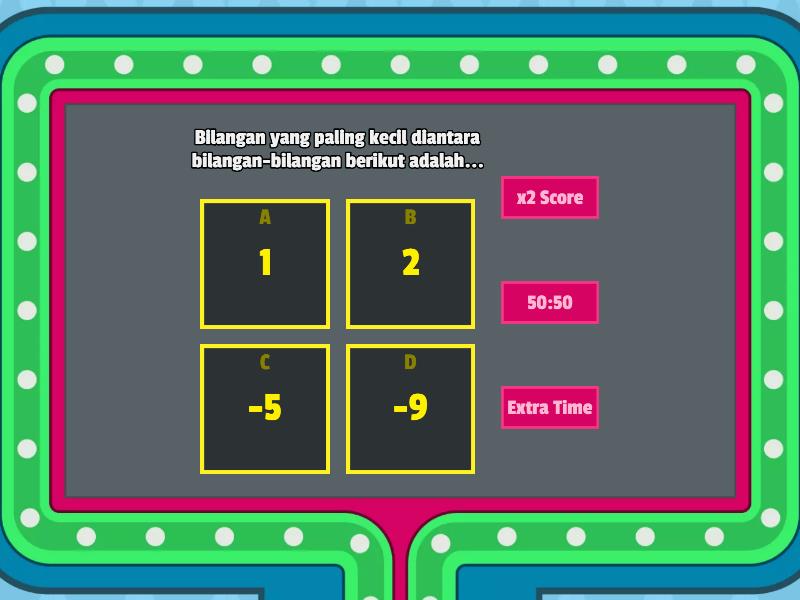 Mengenal Bilangan Bulat - Gameshow quiz