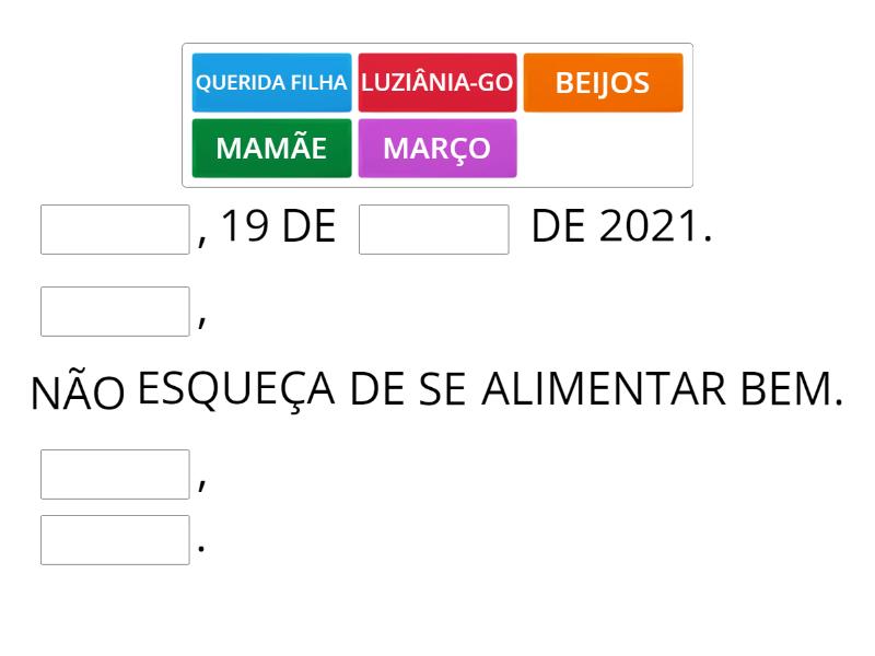 BILHETE - Missing word