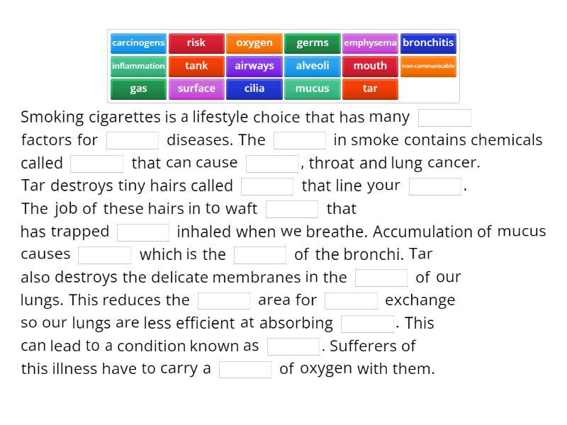 KS4- The effects of smoking - Complete the sentence